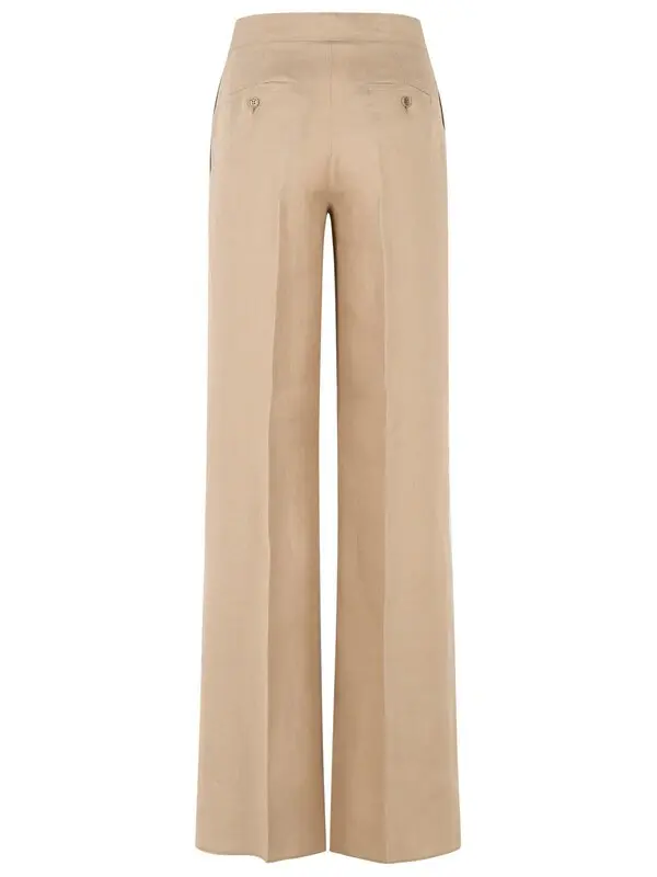 Max Mara Big' Regular Fit Pants In Camel Linen Natt