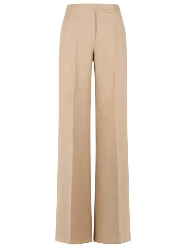 Max Mara Big' Regular Fit Pants In Camel Linen Natt - Cream
