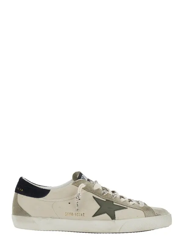 GOLDEN GOOSE Superstar' Beige Low Top Sneakers With Star Patch On The Side And Contrasting Heel With Logo Lettering In Suede For - Multicolor