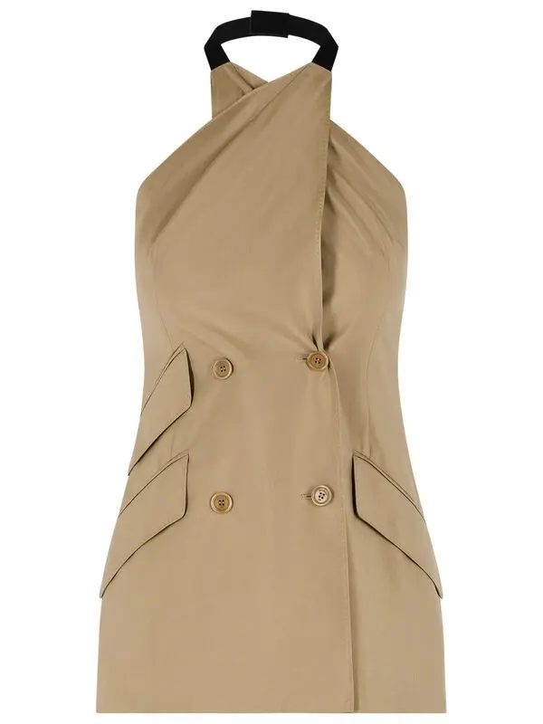 Max Mara Nuraghe' Sleeveless Jacket In Camel Wool And Silk Poplin - Cream
