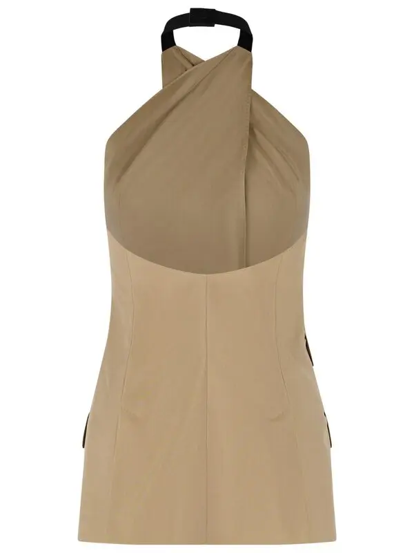 Max Mara Nuraghe Sleeveless Jacket In Camel Wool And Silk Poplin - Cream