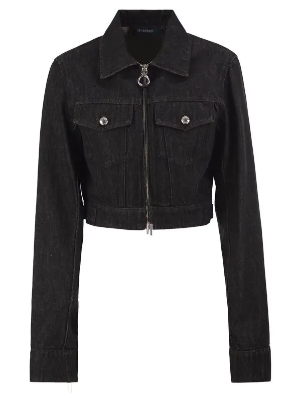 Sportmax Spdpepe Cropped Cotton Denim Zip Jacket - Multicolor