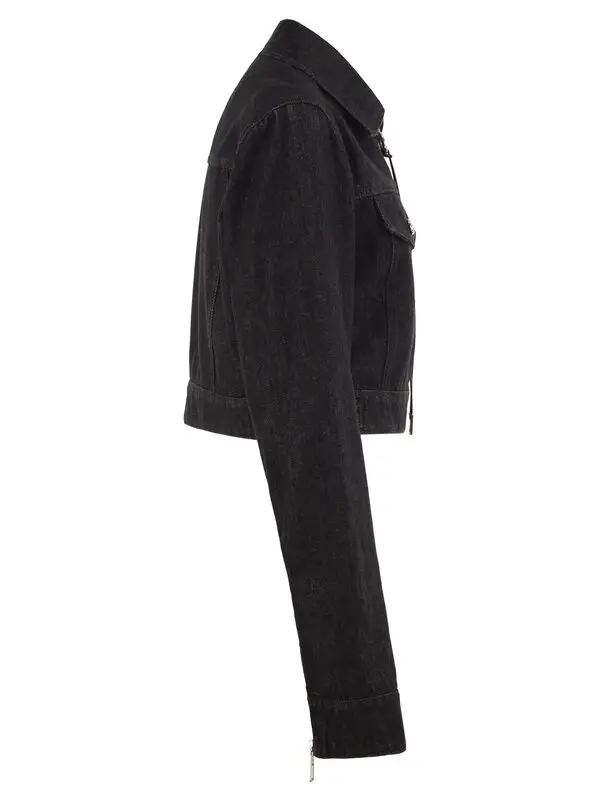 Sportmax Spdpepe Cropped Cotton Denim Zip Jacket