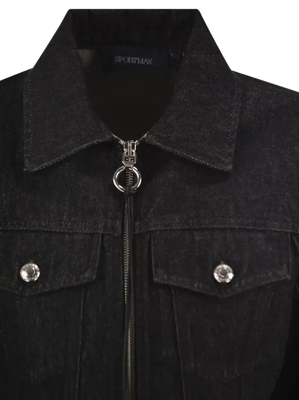 Sportmax Spdpepe Cropped Cotton Denim Zip Jacket