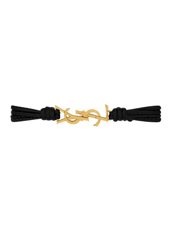 Saint Laurent Nappa Paris Leather Bracelet - Silver