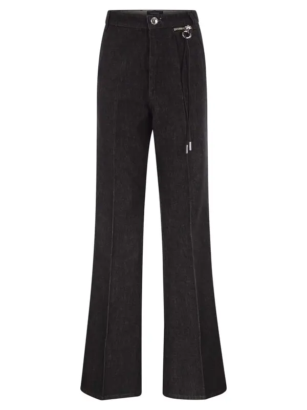 Sportmax Spdmanico Flared Cotton Denim Jeans With Signature Metal Details - Multicolor