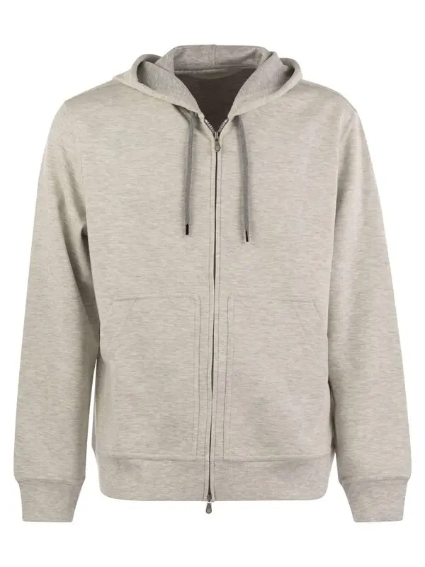 Brunello Cucinelli Cotton, Cashmere And Silk Fleece Zipped Topwear - Cream