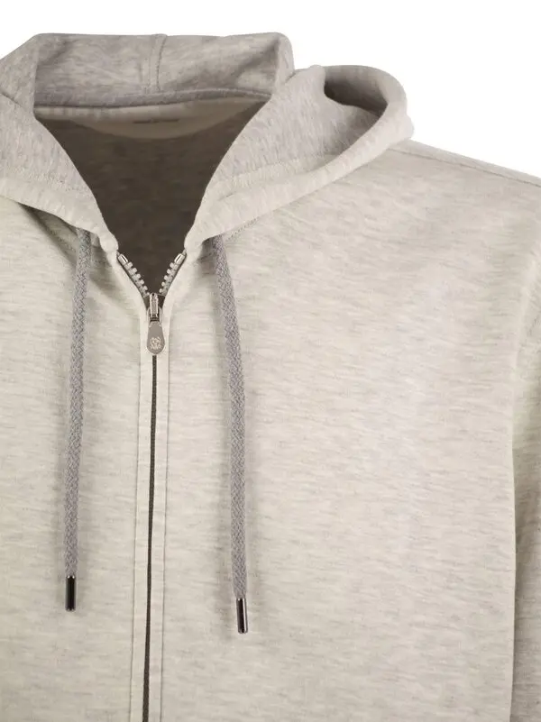 Brunello Cucinelli Cotton, Cashmere And Silk Fleece Zipped Topwear - Cream