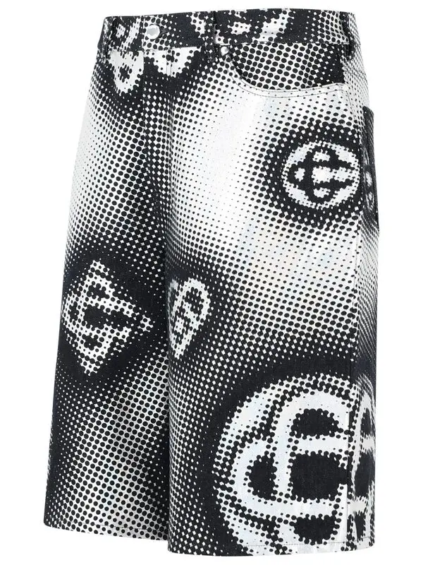 Casablanca Perlescent' Navy Cotton Bermuda Shorts - Black