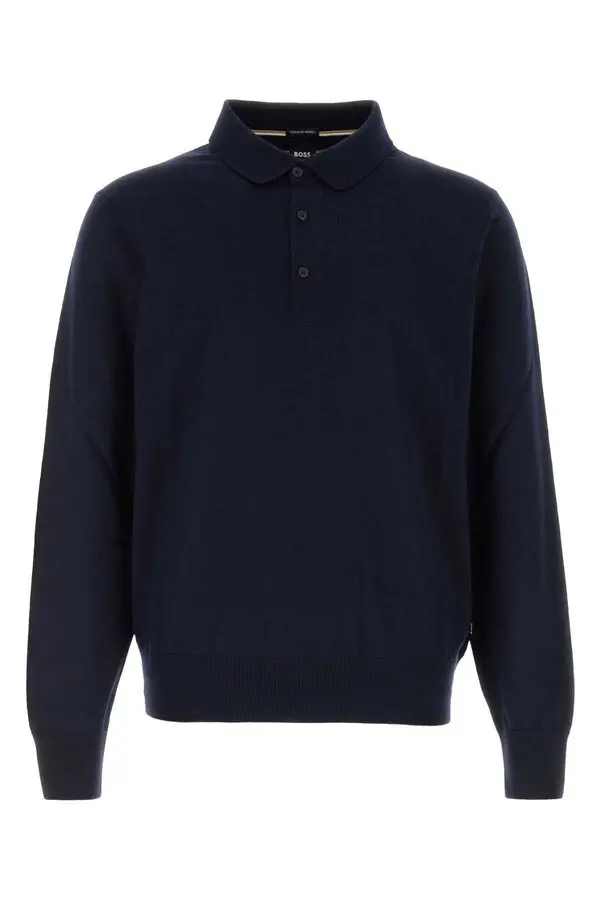 BOSS Navy Wool Polo Shirt