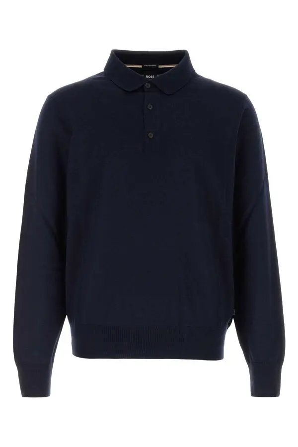 BOSS Navy Wool Polo Shirt