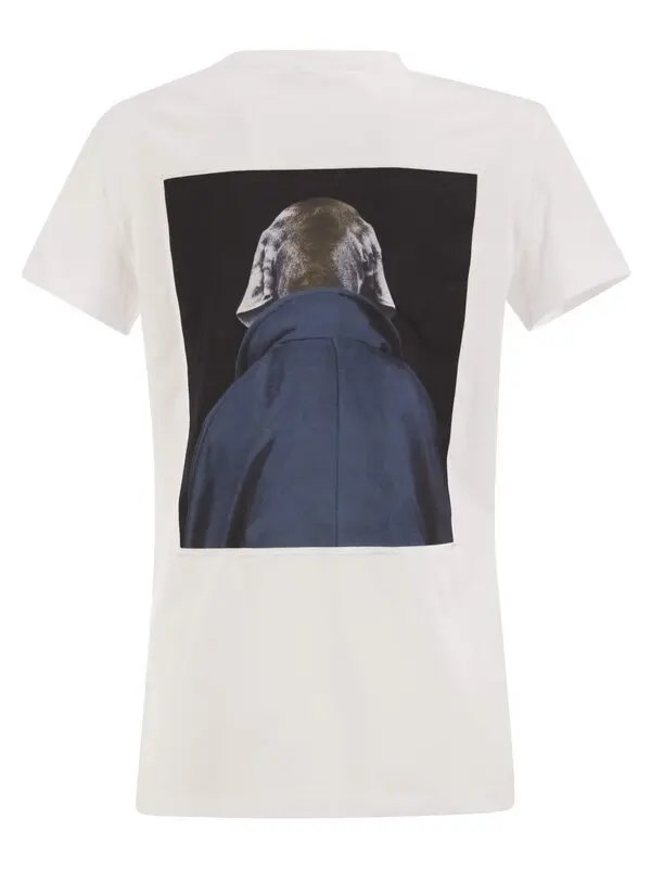 Max Mara Mxmcalca Cotton T-shirt With Graphic Print - White
