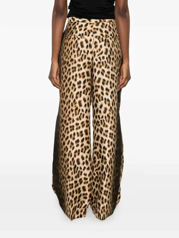 Sportmax Animal Print Silk Pants - Brown
