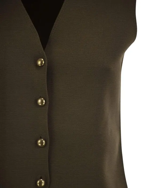 Max Mara Viscose Knit Waistcoat With Gold-tone Buttons - Yellow