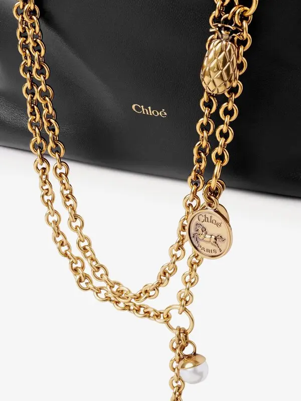 Chloé Icons Leather Crossbody Bag With Front Logo - Black