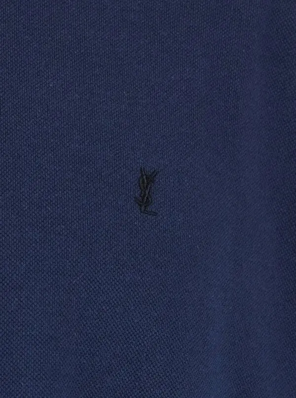 Saint Laurent Blue T-shirt With Round Neck And Short Sleeves In Cotton For - Multicolor