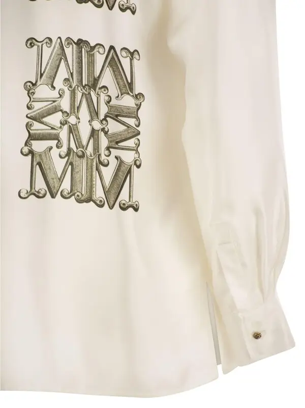 Max Mara Mxmfiltro Silk Shirt With Monogram Print - Multicolor