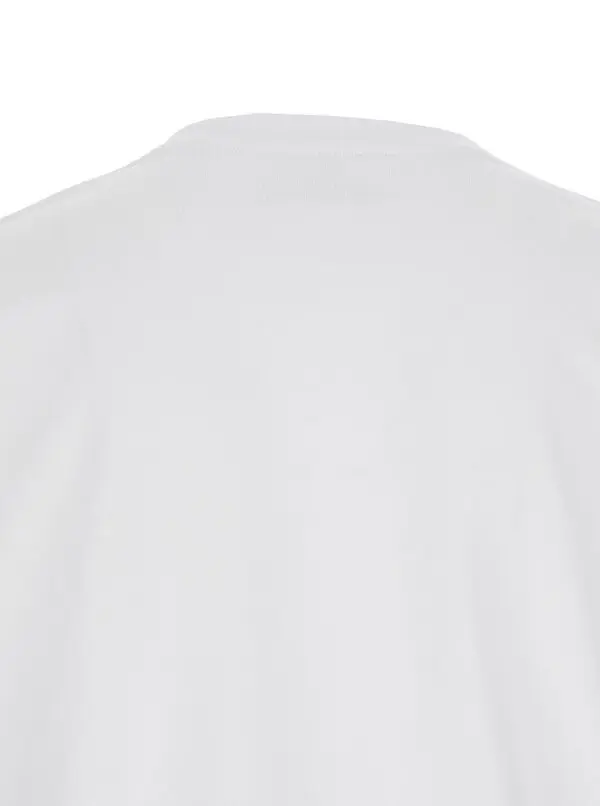 Saint Laurent Crew Neck T-shirt With Embroidered Logo On The Back In Cotton For - White