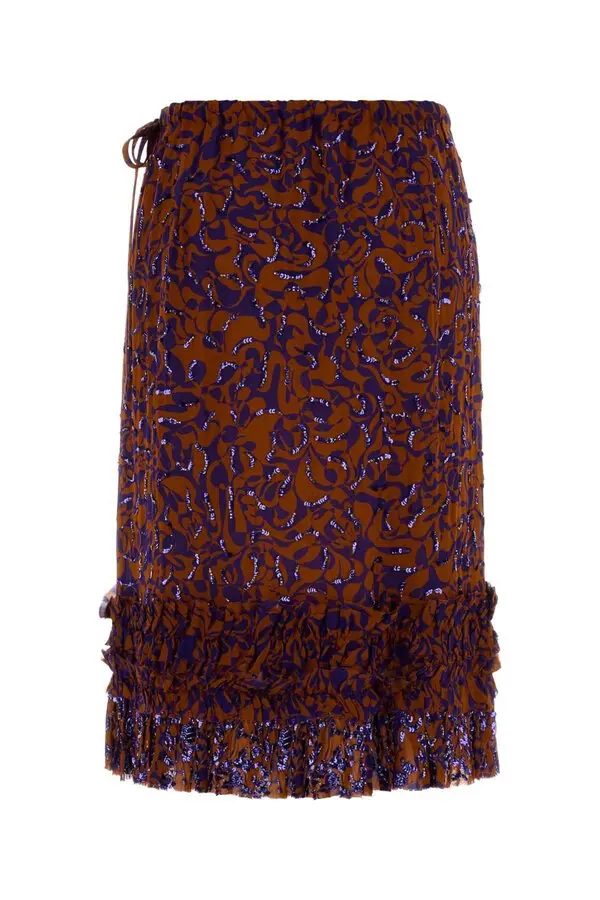 Dries Van Noten Printed Viscose Scotts Skirt