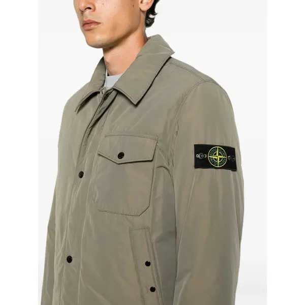 Stone Island Lightweight Jacket With Spread Collar - Green