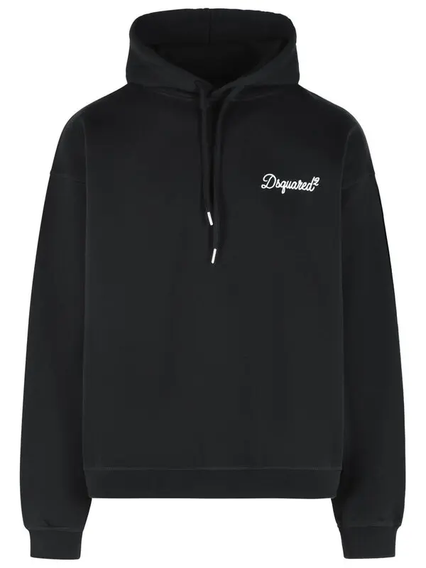 Dsquared2 Cotton Hooded Sweatshirt - Black