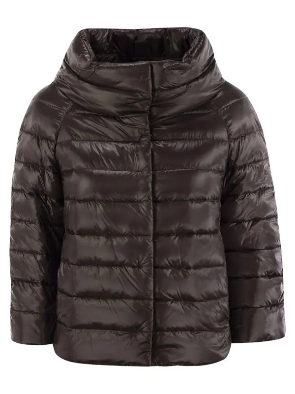 Herno Mini Cape With Jewelled Sleeves - Brown