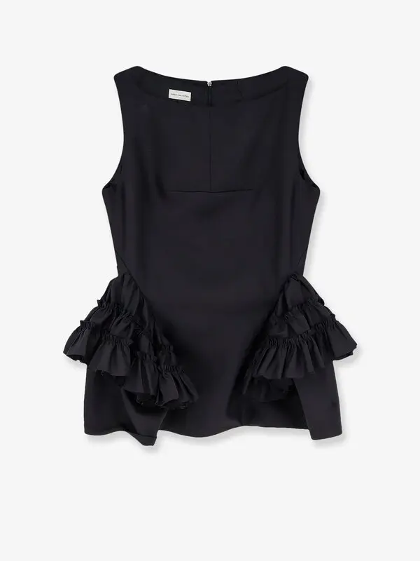 Dries Van Noten Casey Wool And Silk Top - Black