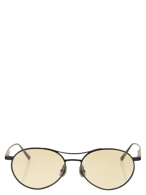 Brunello Cucinelli Titanium Aviator Sunglasses With Crystal Lenses