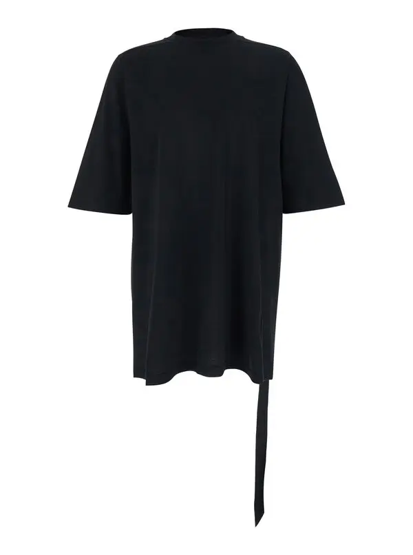 Rick Owens Cotton Crew Neck T-shirt With Raised Collar - Black