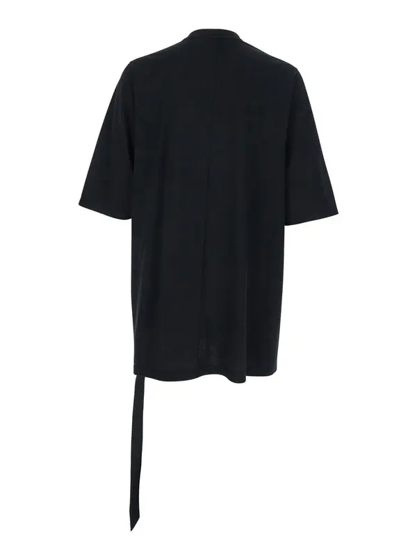 Rick Owens Cotton Crew Neck T-shirt With Raised Collar - Black