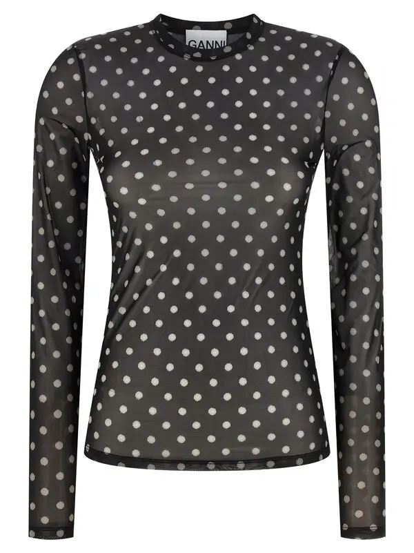 GANNI Printed Sheer' Sweater - Black