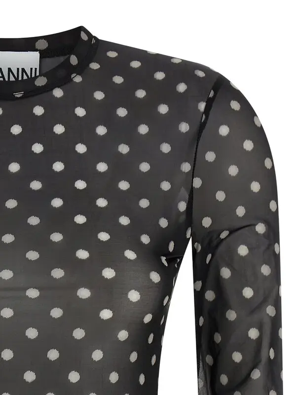 GANNI Printed Sheer' Sweater - Black