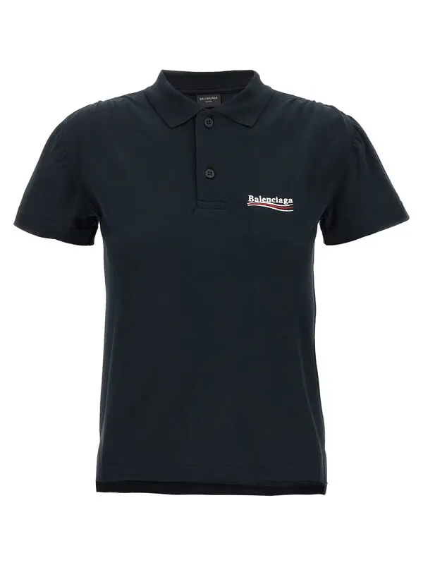 Balenciaga Logo Embroidery Polo Shirt - Blue