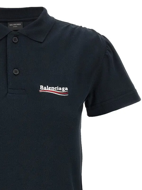 Balenciaga Logo Embroidery Polo Shirt - Blue