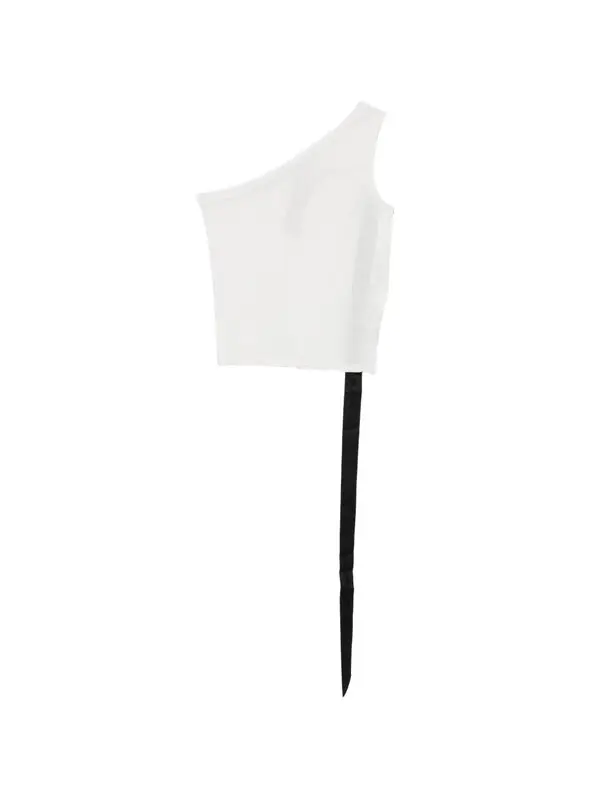 Rick Owens Ziggy One-shoulder Top With Ribbon - White