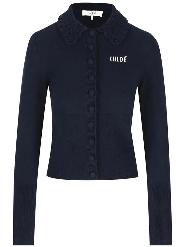 Chloé Wool Button Detailed Cardigan - Blue
