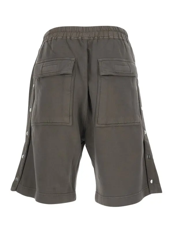 Rick Owens Gray Shorts With Elastic Waist And Side Buttons