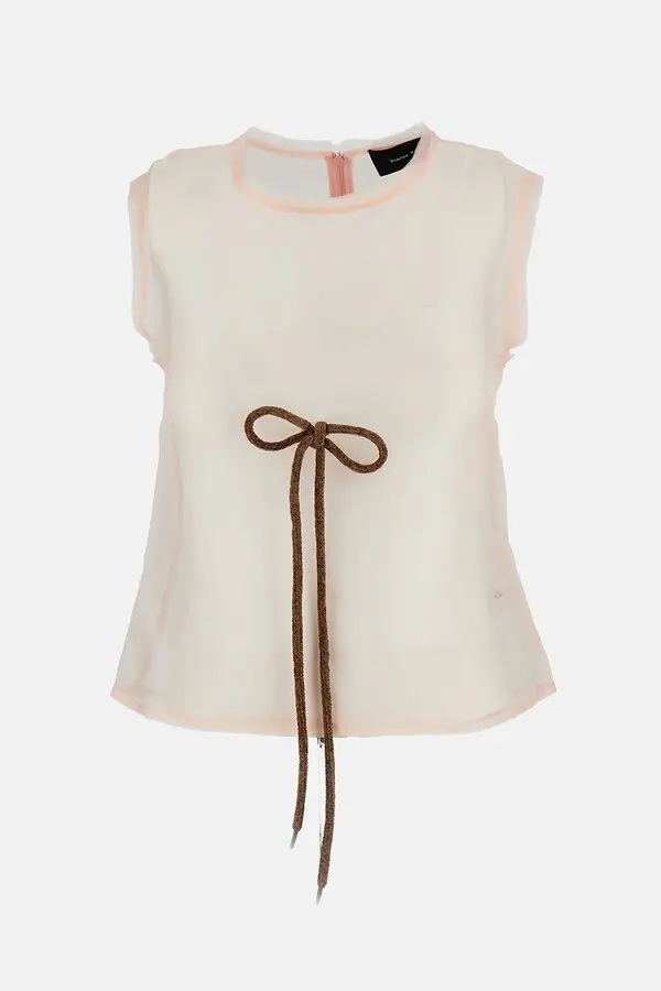 Simone Rocha Sheer Frayed Contour Dart Top - Multicolor