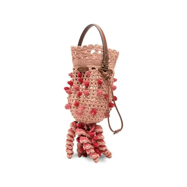 ANYA HINDMARCH Raffia Bucket Bag - Pink