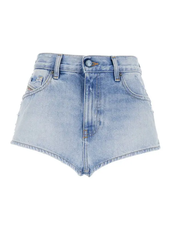 DIESEL® Light Blue Shorts With Cut-out Detail In Denim - Multicolor
