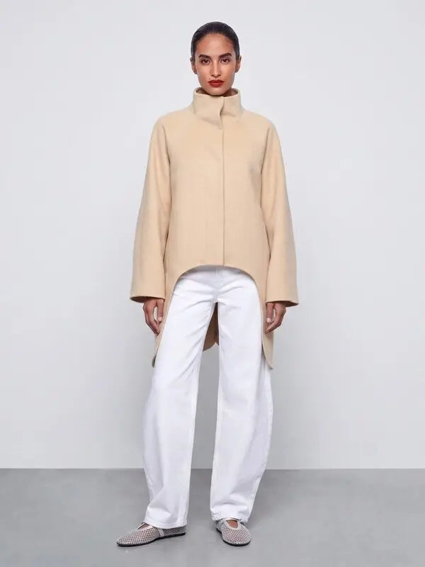 Alaïa Asymmetrical Cashmere Coat - Cream