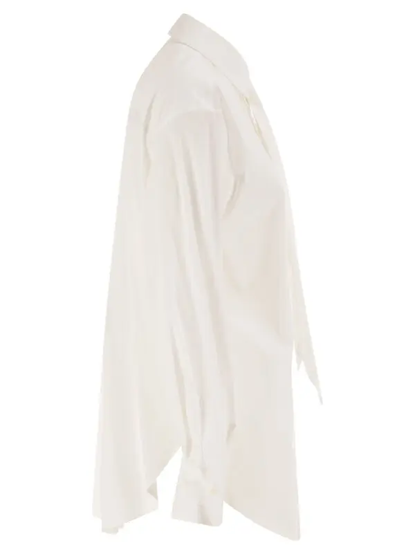Brunello Cucinelli Stretch Cotton Shirt With Tie - White