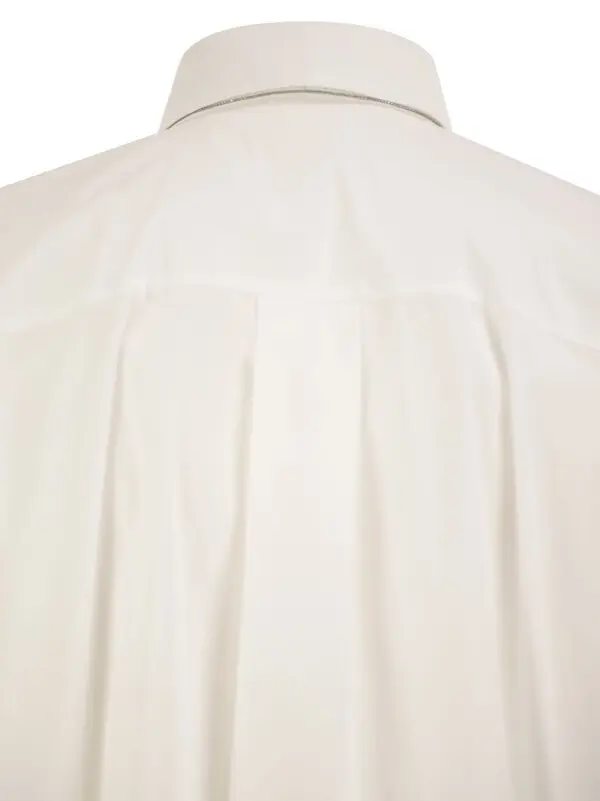 Brunello Cucinelli Stretch Cotton Shirt With Tie - White