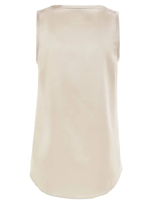 Brunello Cucinelli Stretch Silk Satin Top - Cream