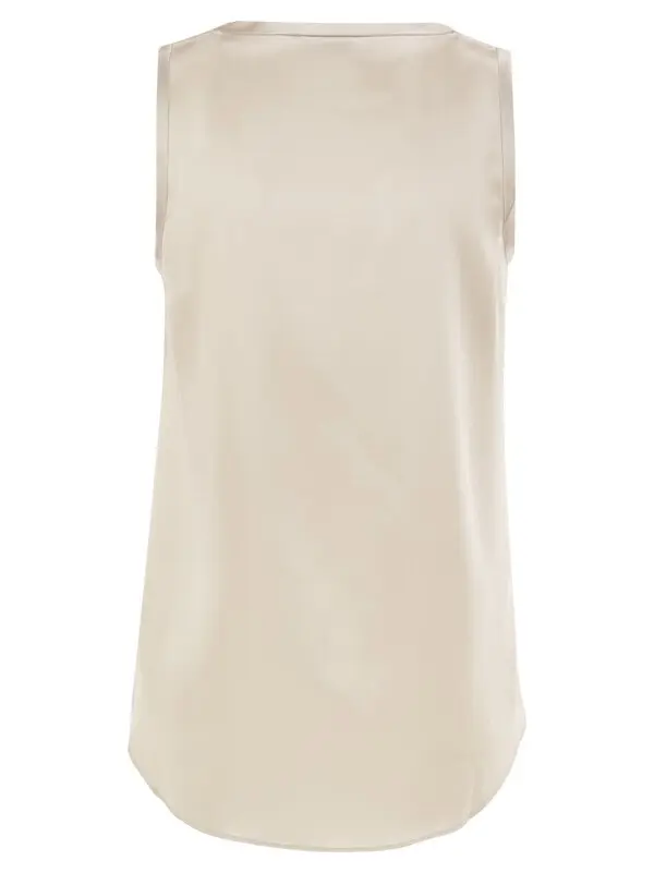 Brunello Cucinelli Stretch Silk Satin Top - Cream