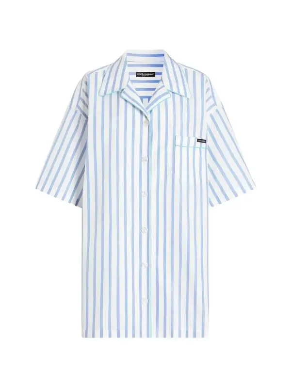 Dolce & Gabbana Striped Shirt With Chest Pocket - Blue