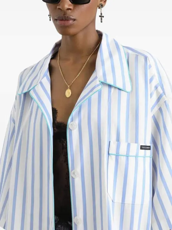 Dolce & Gabbana Striped Cotton-silk Shirt - Blue