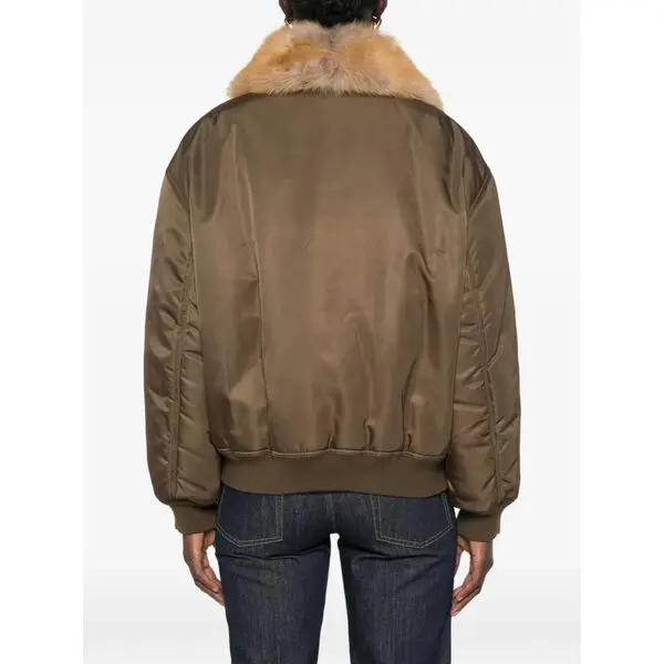 Saint Laurent Lamb-fur Collar Puffer Jacket - Green