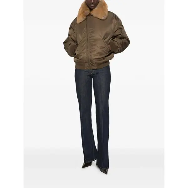 Saint Laurent Lamb-fur Collar Puffer Jacket - Green