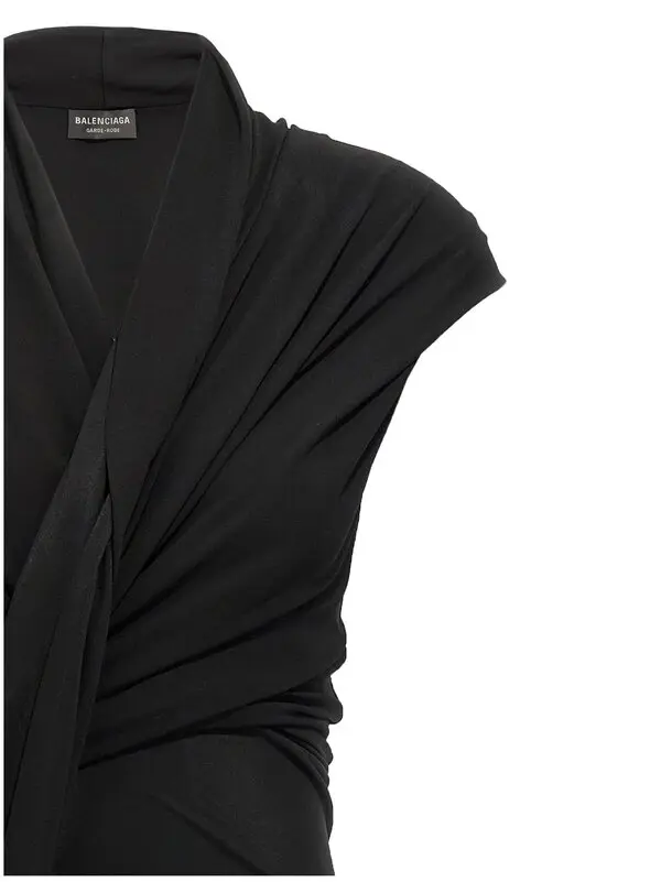 Balenciaga Draped Jersey Crêpe Midi Dress